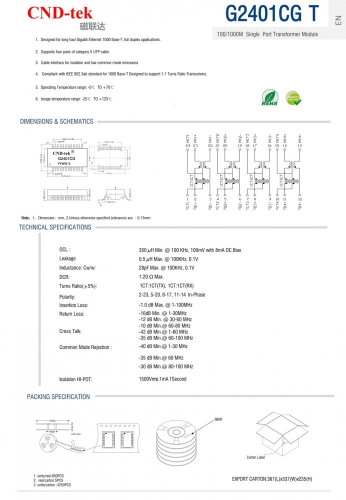 G2401CG T-CND technical drawing and datasheet page