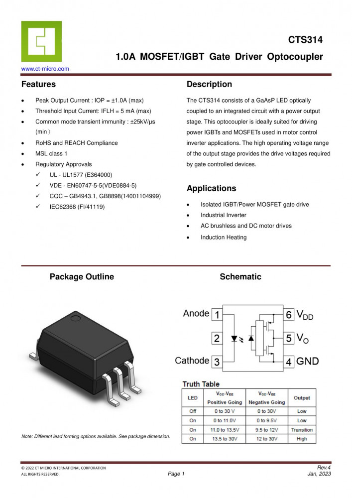 CTS314 datasheet page 1