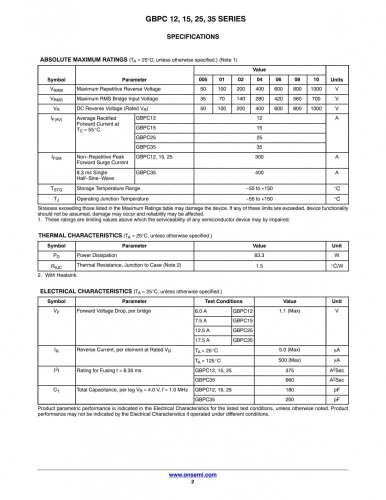 GBPC3504W datasheet page 2