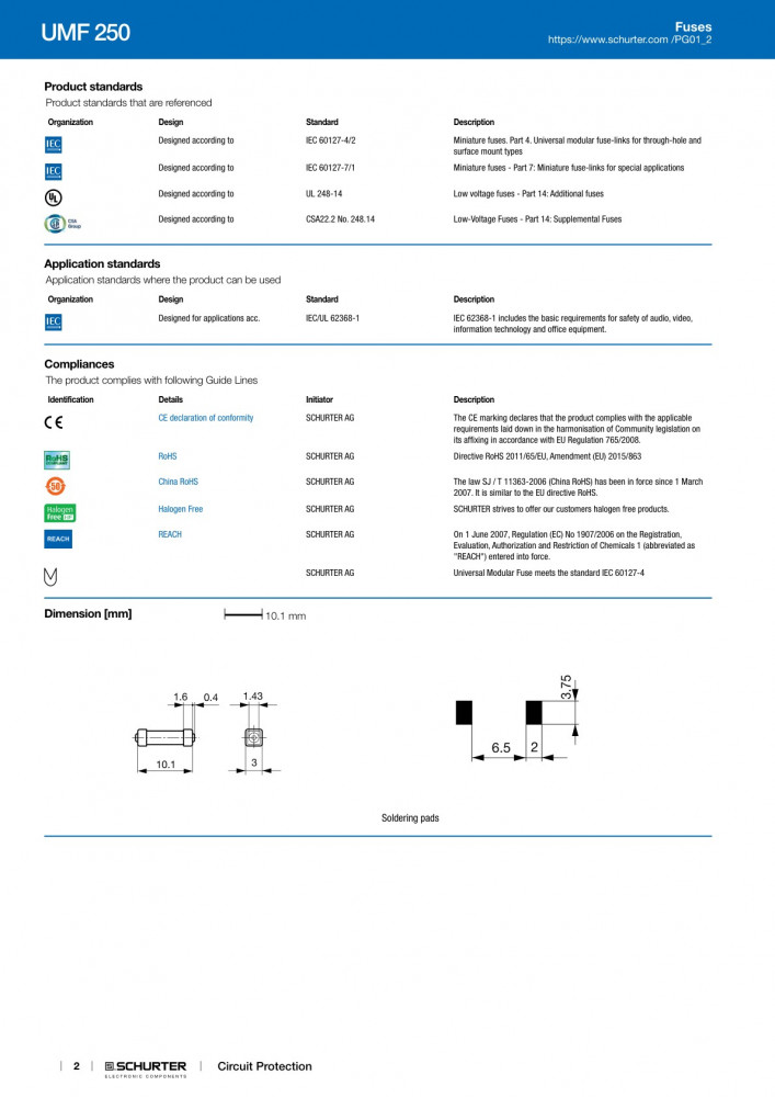 SCHURTER 3405.0169.24 datasheet page 2