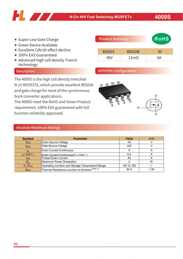 HL 4009S datasheet page 1
