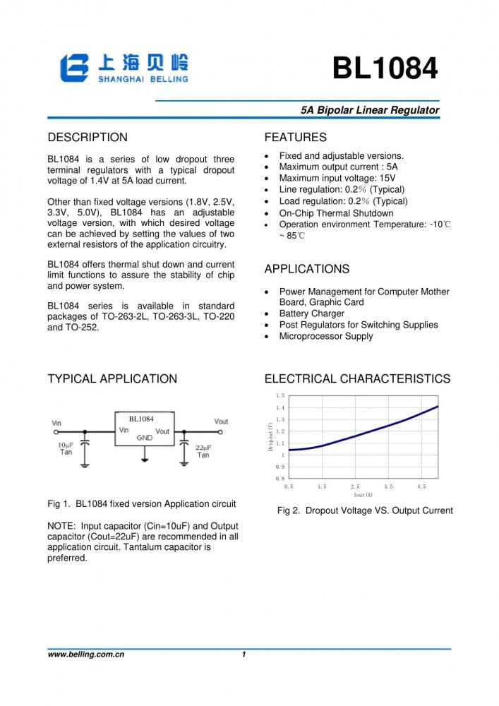 BL1084 datasheet page 1