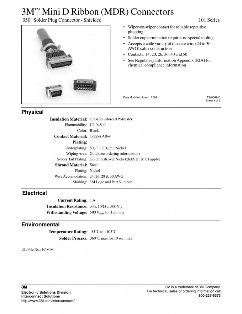 3M 10136-3000PE technical data sheet page 1