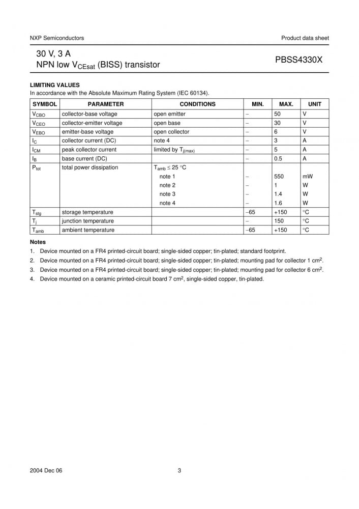 PBSS4330X datasheet page 4