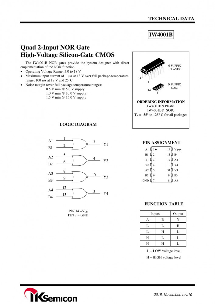 IW4001BDT datasheet page 1