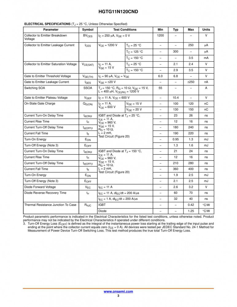 HGTG11N120CND datasheet page 3