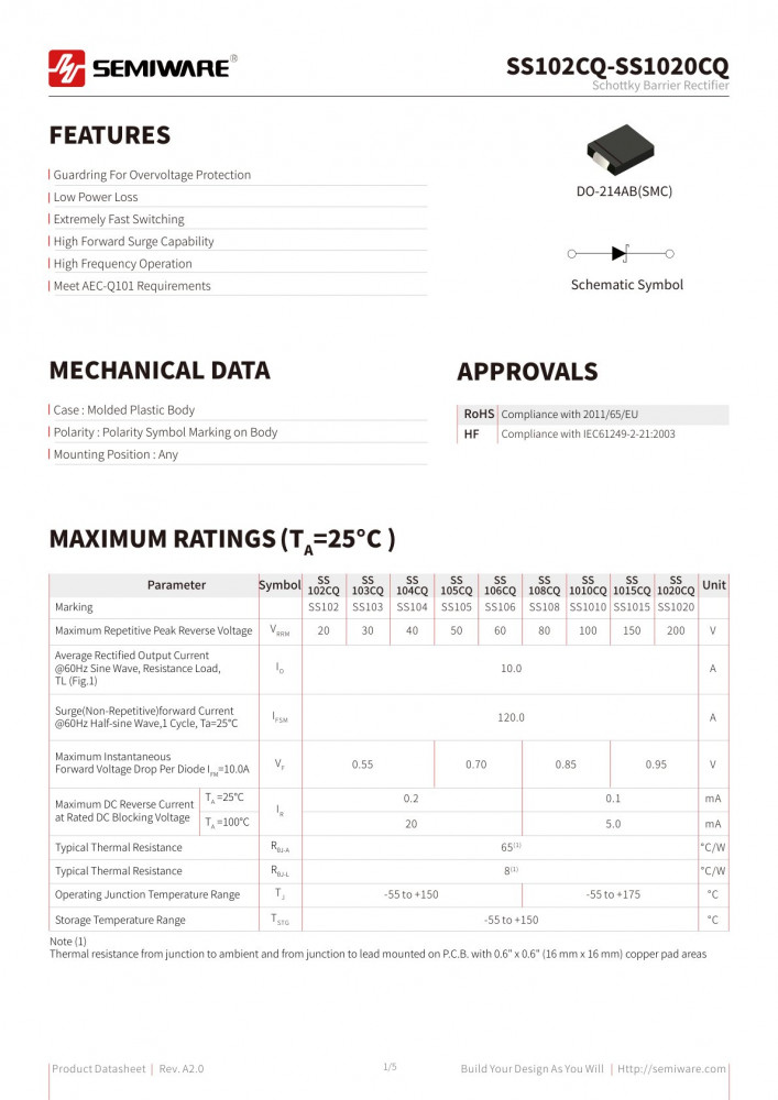 SS106CQ technical document page 1