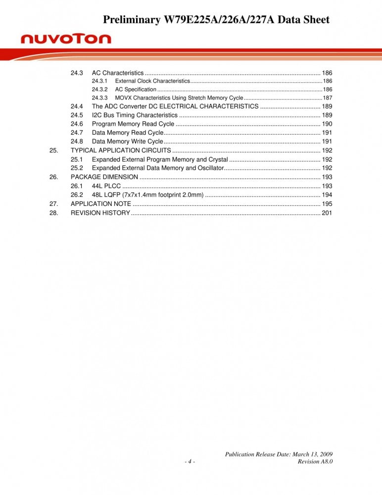 W79E227APG datasheet page 4
