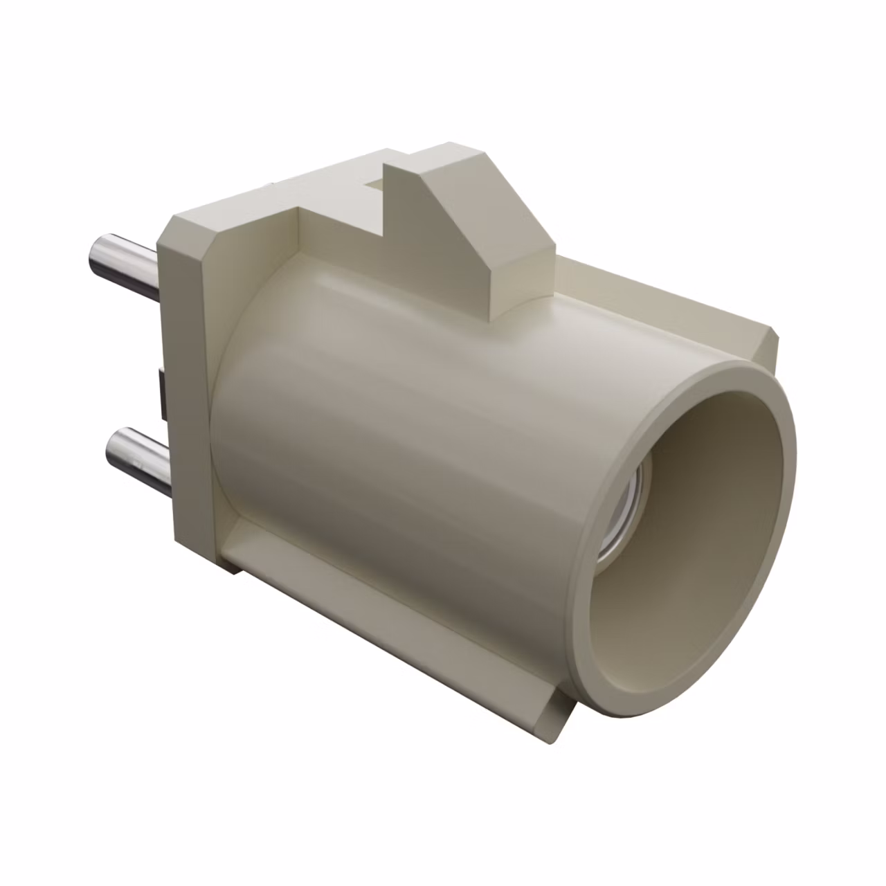 FAKRA Jack, Straight, PCB Receptacle, Through Hole, Die Cast Body, Tin (Sn) Plated, Keying Code I, Beige, 50 Ohms for sale