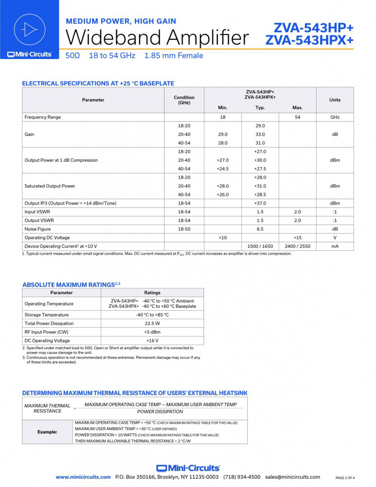 ZVA-543HP+ datasheet page 2