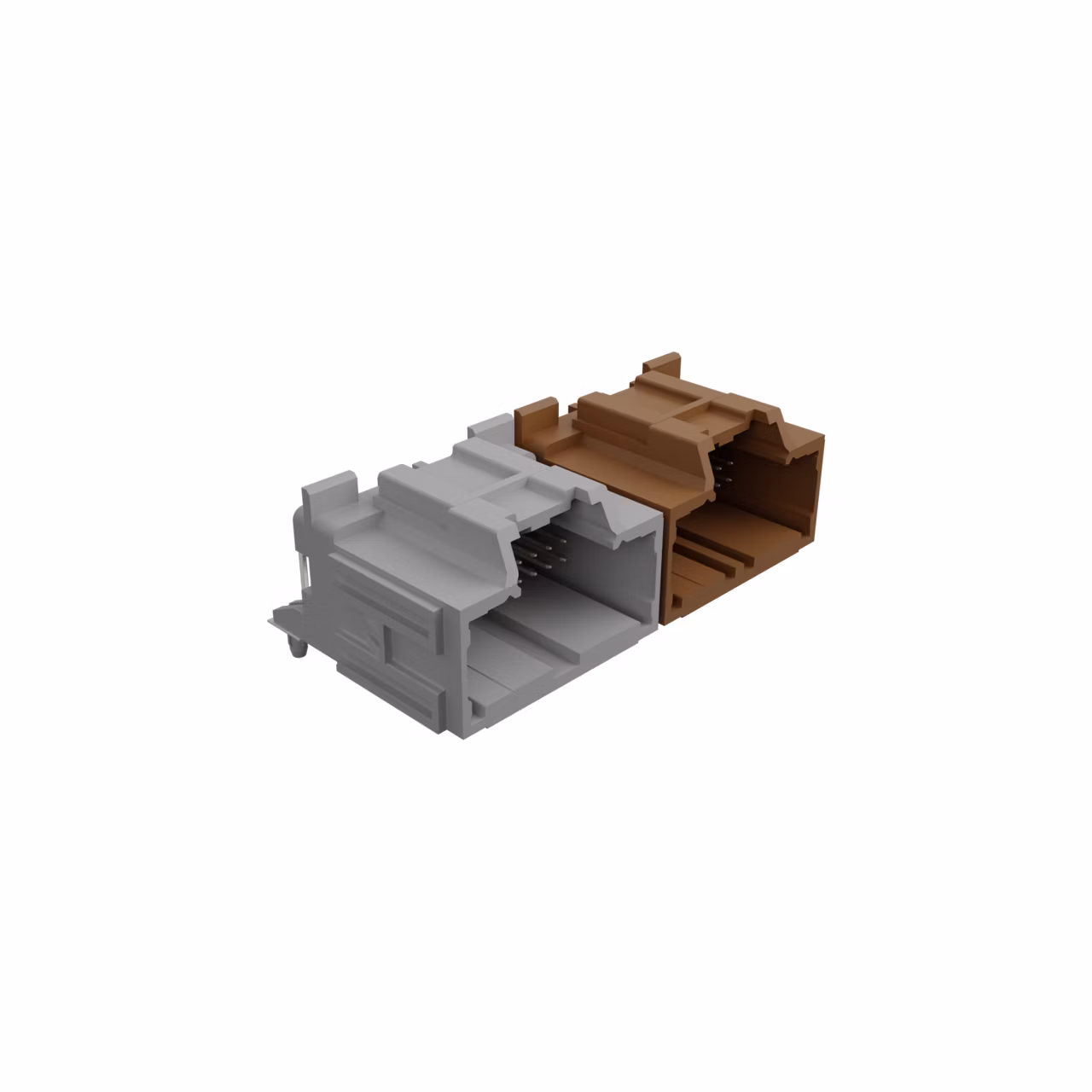Stac64 2 Bay Right-Angle Headers, 40 Circuits, Bay A 20 Circuit Signal Header, Polarization B, Gray; Bay B 20 Circuit Signal Header, Polarization C, Brown; Tray for sale