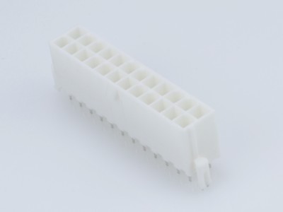 Mini-Fit Jr. Vertical Header, 4.20mm Pitch, Dual Row, 4 Circuits, with Snap-in Plastic Peg PCB Lock, Tin, Natural