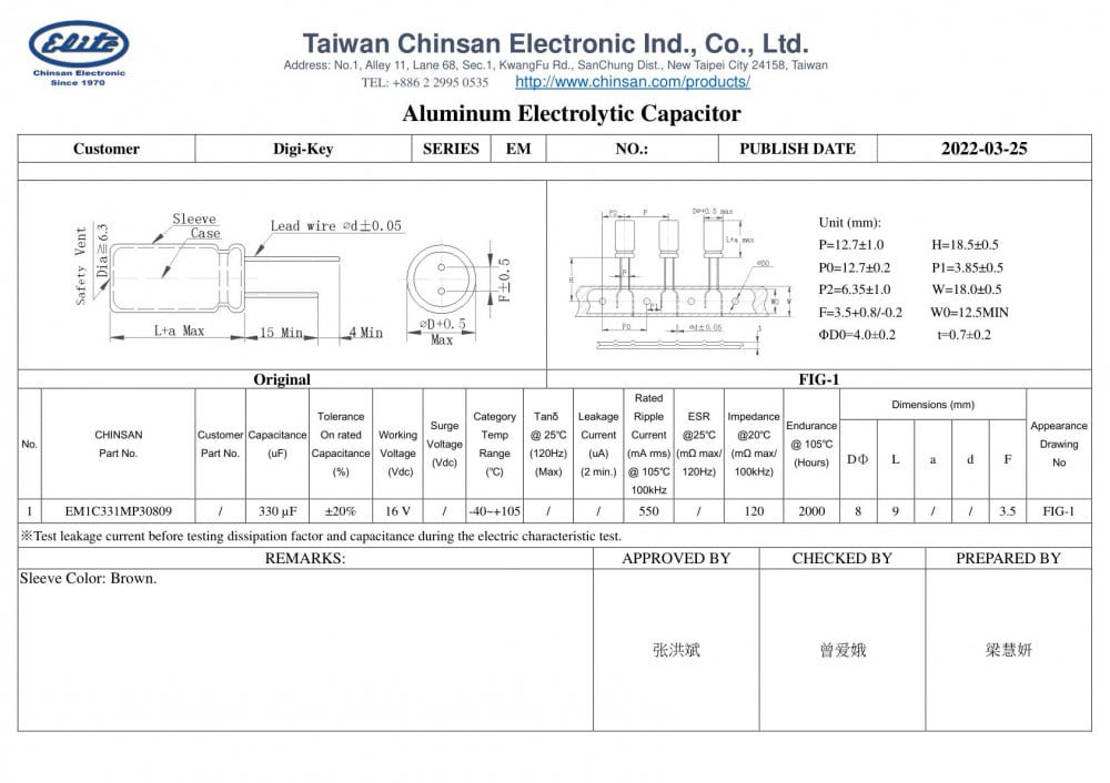 Chinsan EM Series datasheet page 3