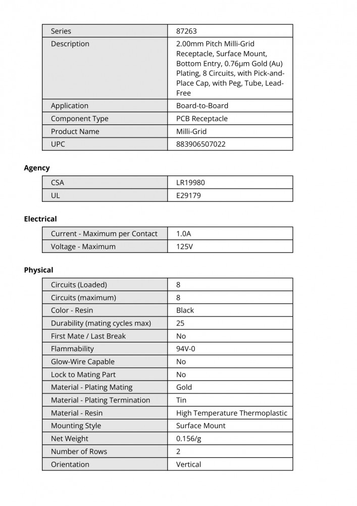 MOLEX 872630805 product document preview, page 2