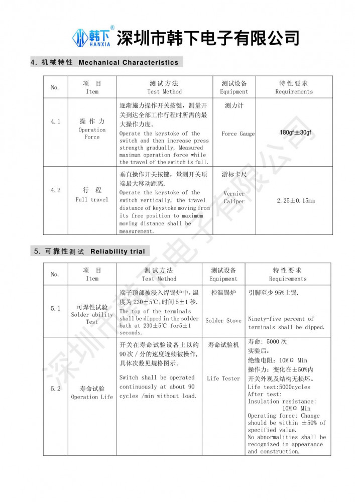 HX 7-7 WS specification page 4
