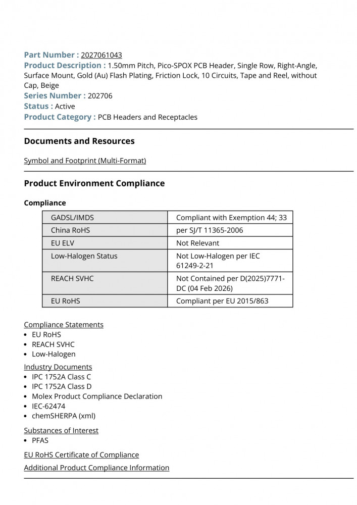 Technical document page 1 for product reference