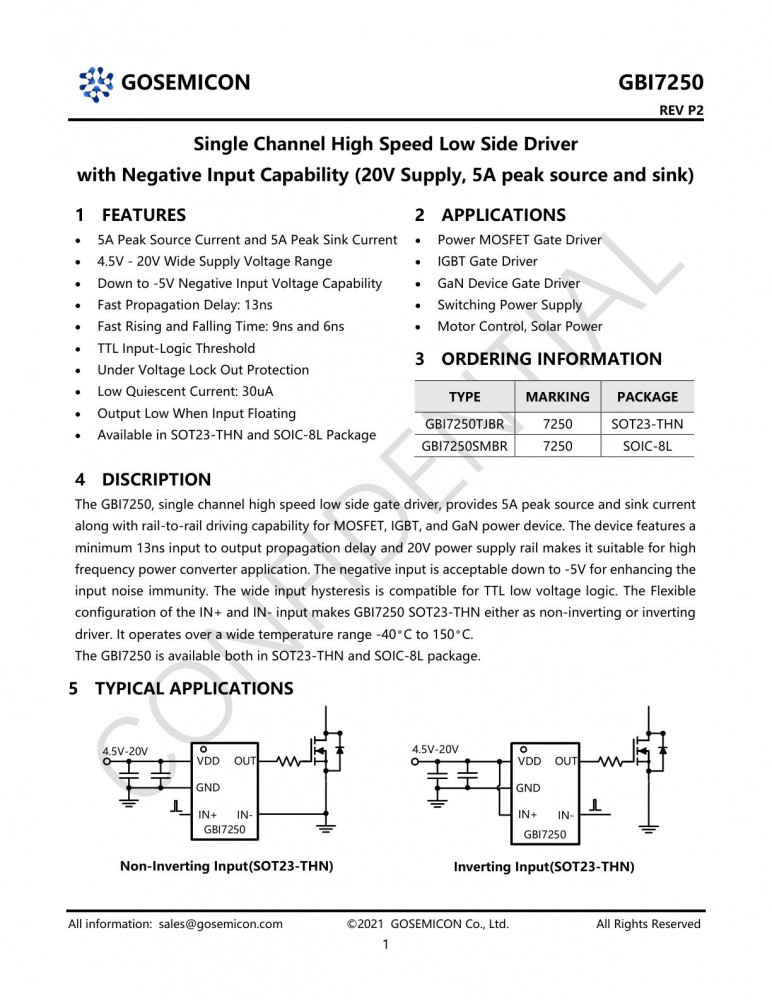 GBI7250 datasheet page 1