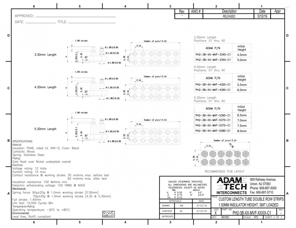 ADAM TECH PH2-3B series technical drawing preview