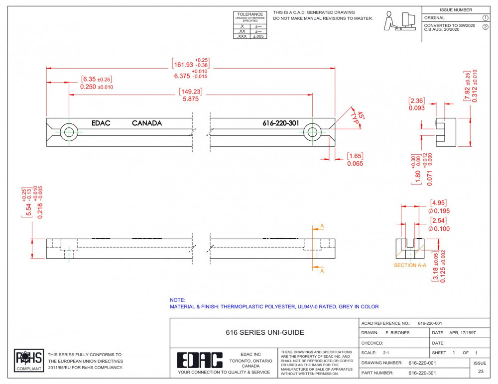 616-220-301 Uni-Guide engineering drawing preview