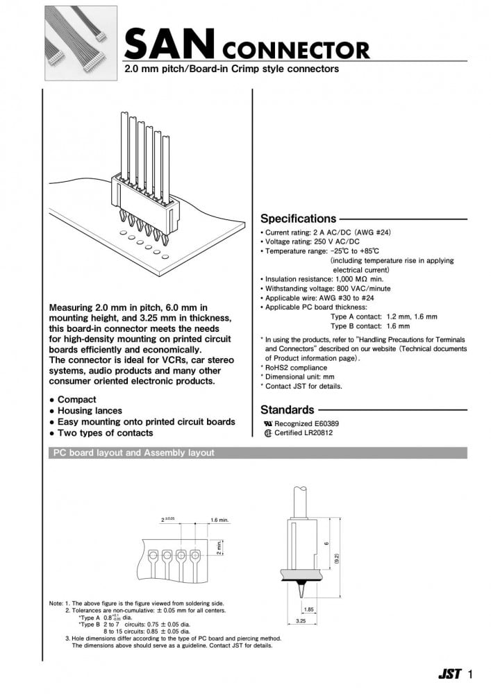 JST 13P-SAN technical document page 1