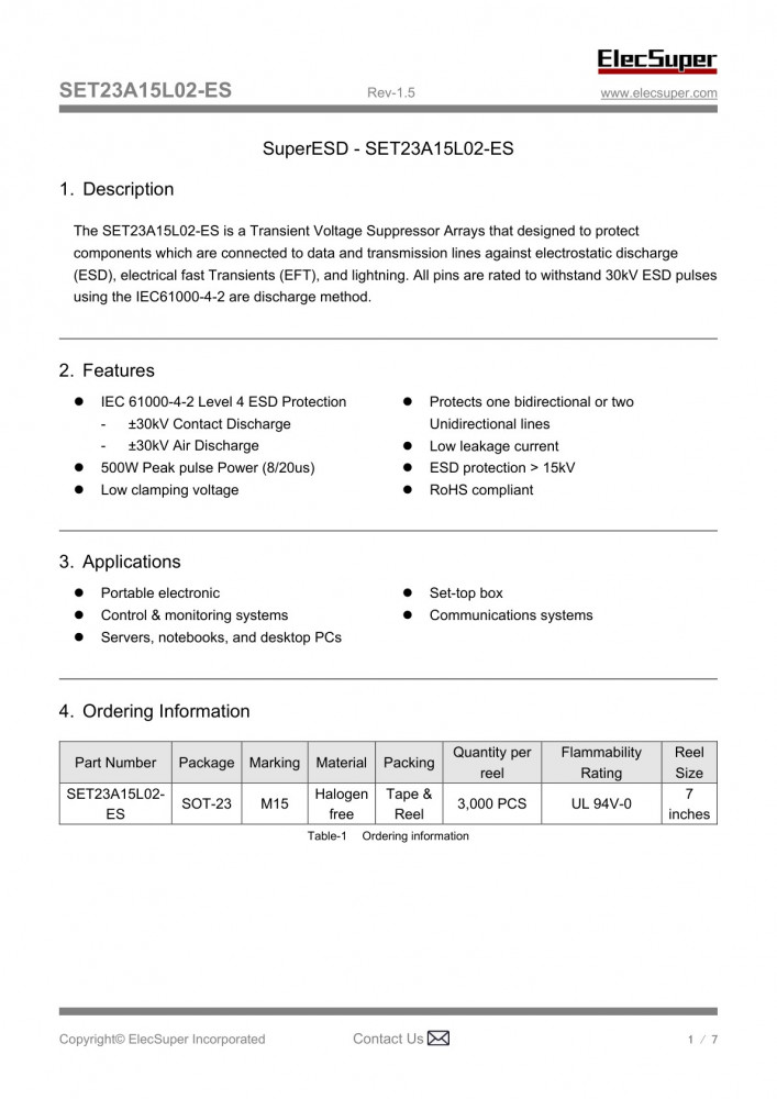 SET23A15L02-ES datasheet page 1