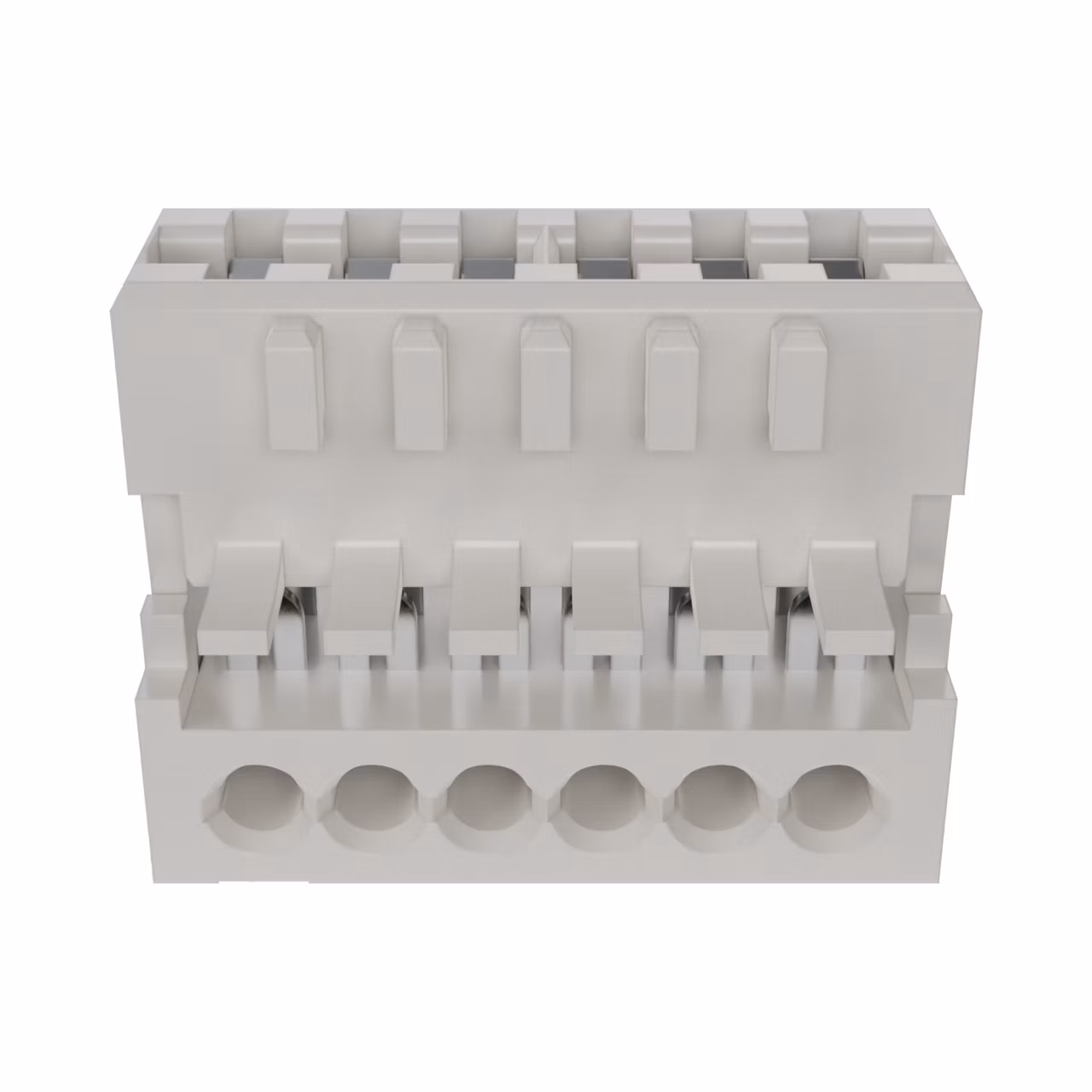 Appli-Mate RAST 2.5 IDT Connector, 2.50mm Pitch, Direct/Indirect, Female, Beaded Terminal, 6 Circuits, Position Keys A and G Removed, Slotted Endwalls, Polarizing Rib Between 3/4 for sale
