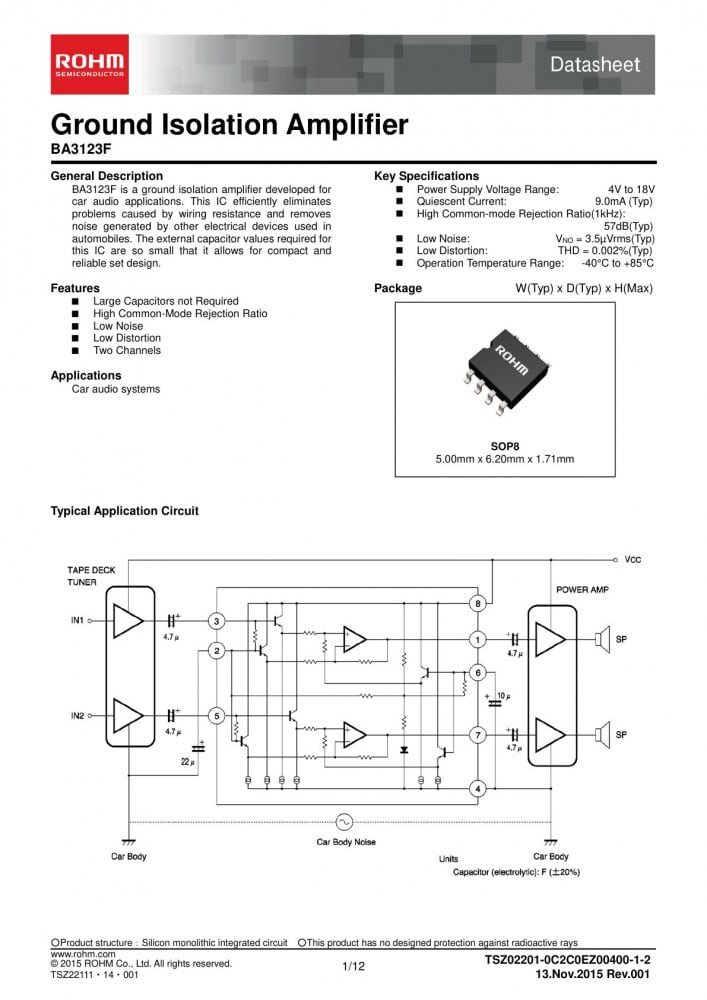BA3123F-E2 datasheet page 1