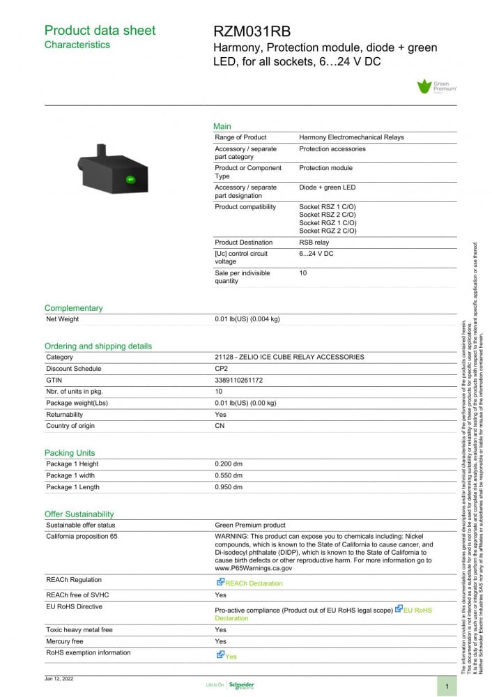 RZM031RB technical document page 1