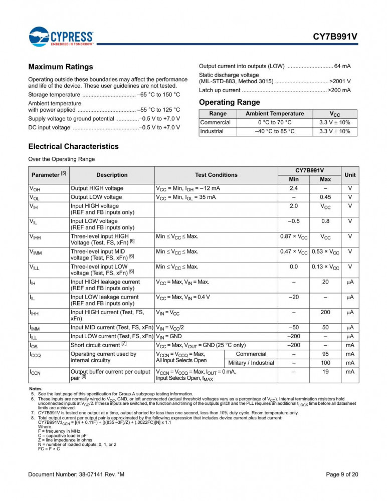 CY7B991V datasheet page 9