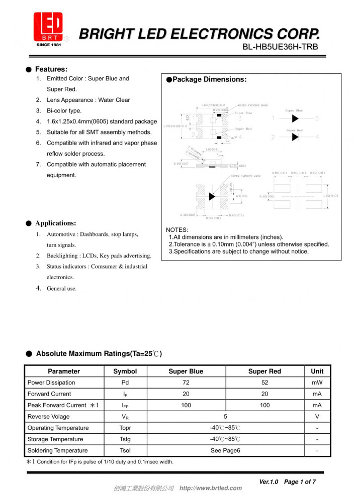 BL-HB5UE36H-TRB datasheet page 1