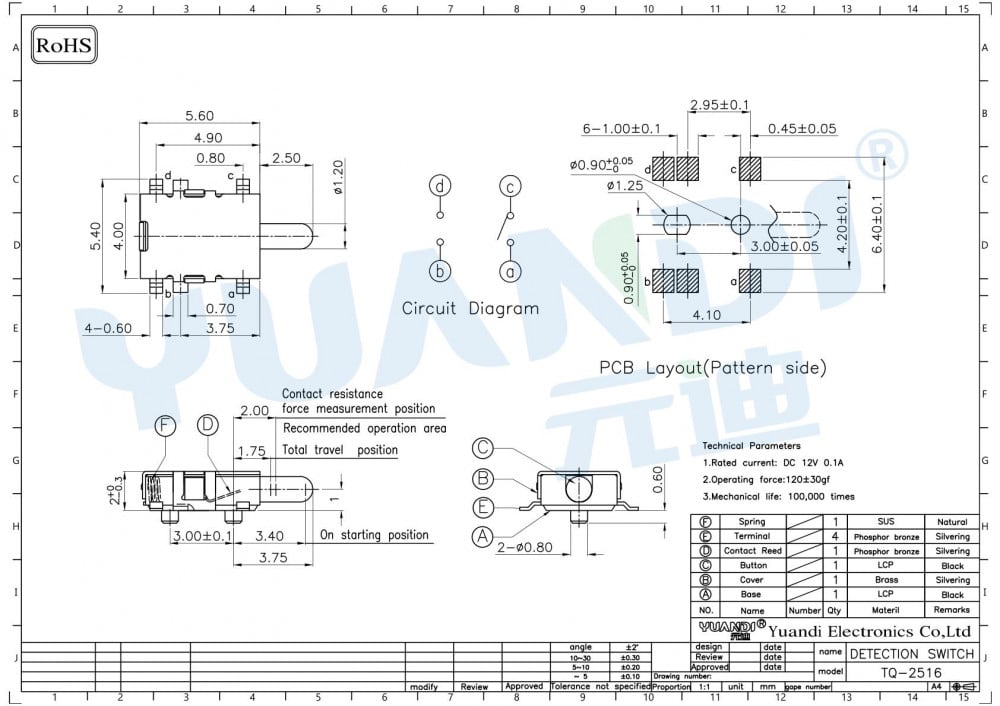 YUANDI TQ-2516 technical drawing page 1