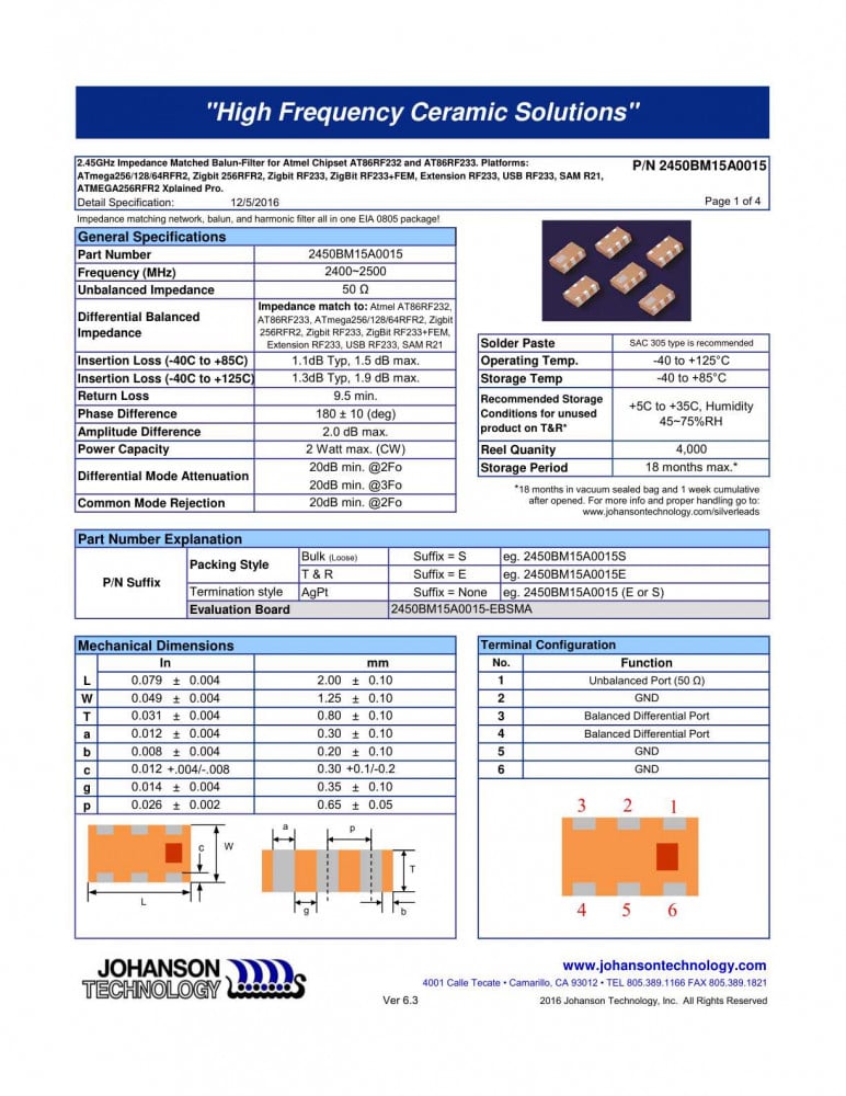 2450BM15A0015E datasheet page 1