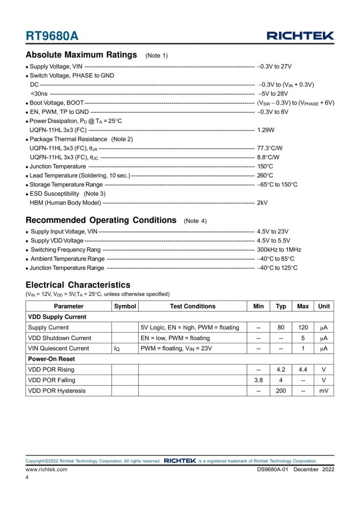RT9680A datasheet page 4