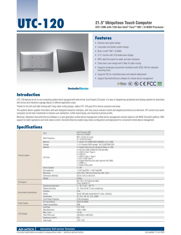UTC-120 technical document page 1