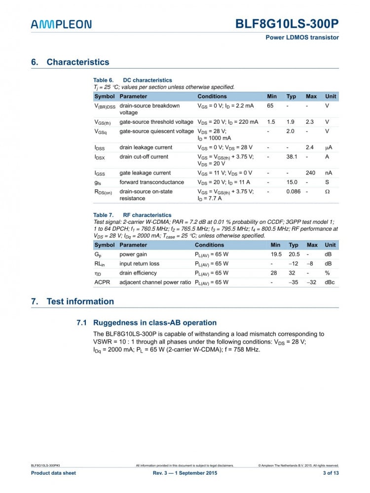 BLF8G10LS-300PU datasheet page 3