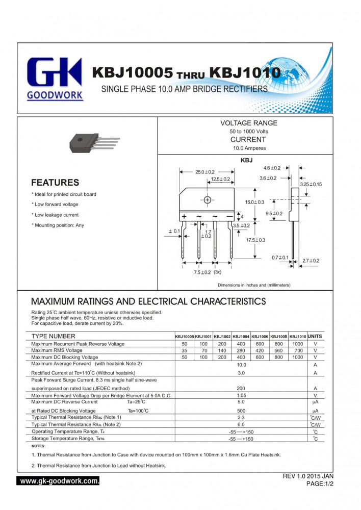 KBJ1010 datasheet page 1