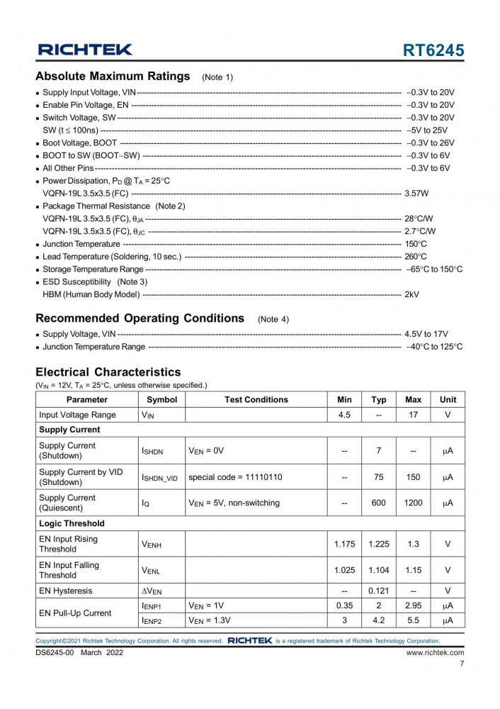 RT6245 datasheet page 7