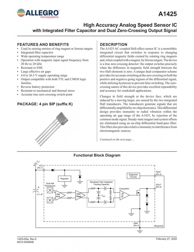 A1425LK-T datasheet page 1