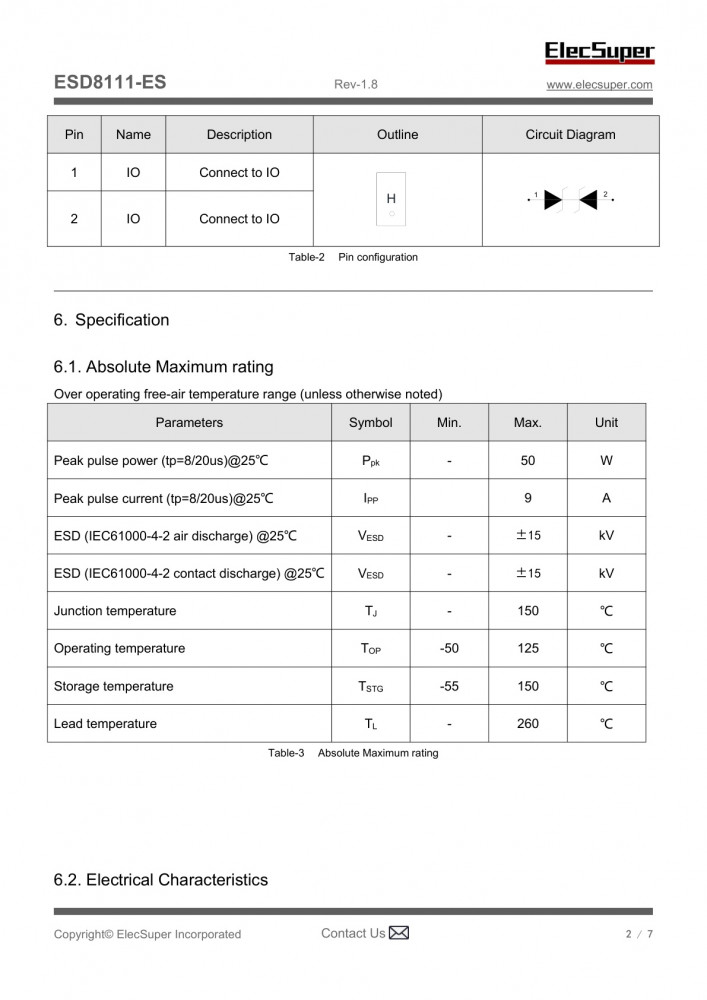ESD8111-ES datasheet page 2