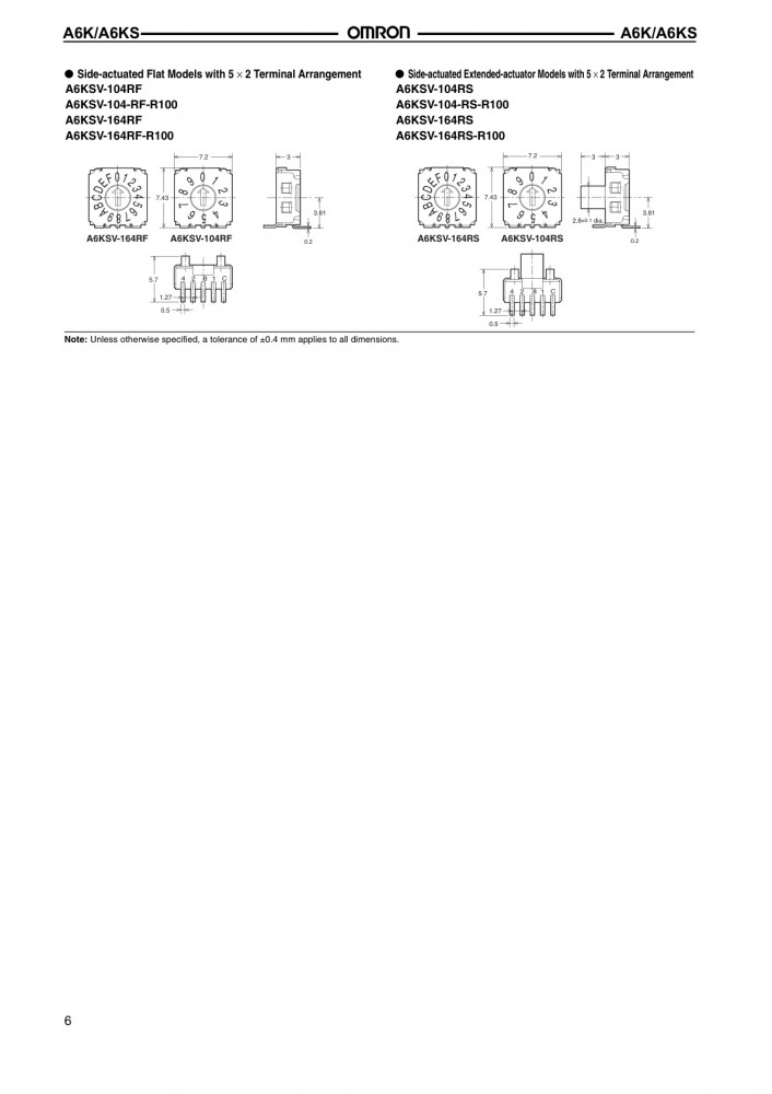 OMRON A6KS series datasheet page 6