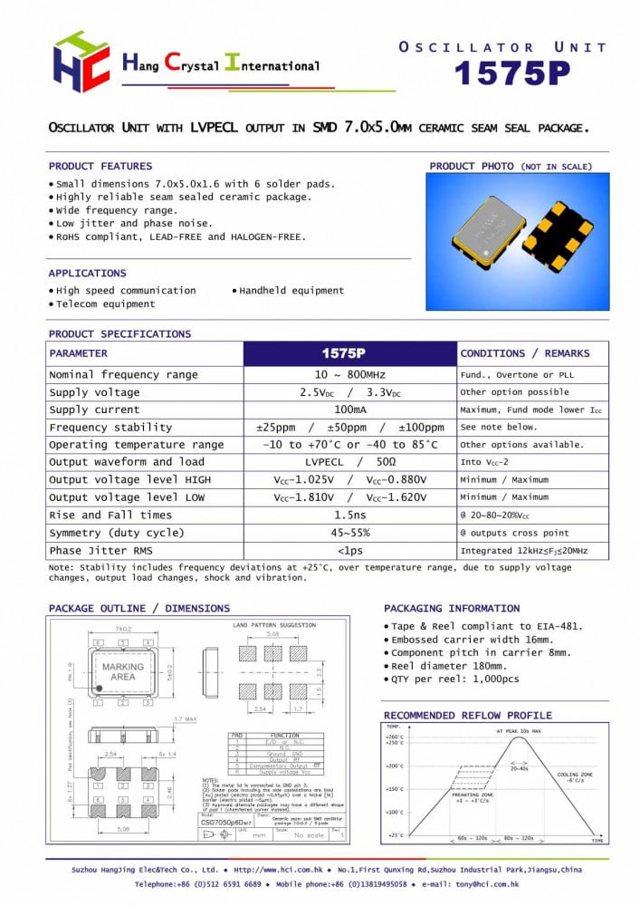HCI 1575P oscillator technical document
