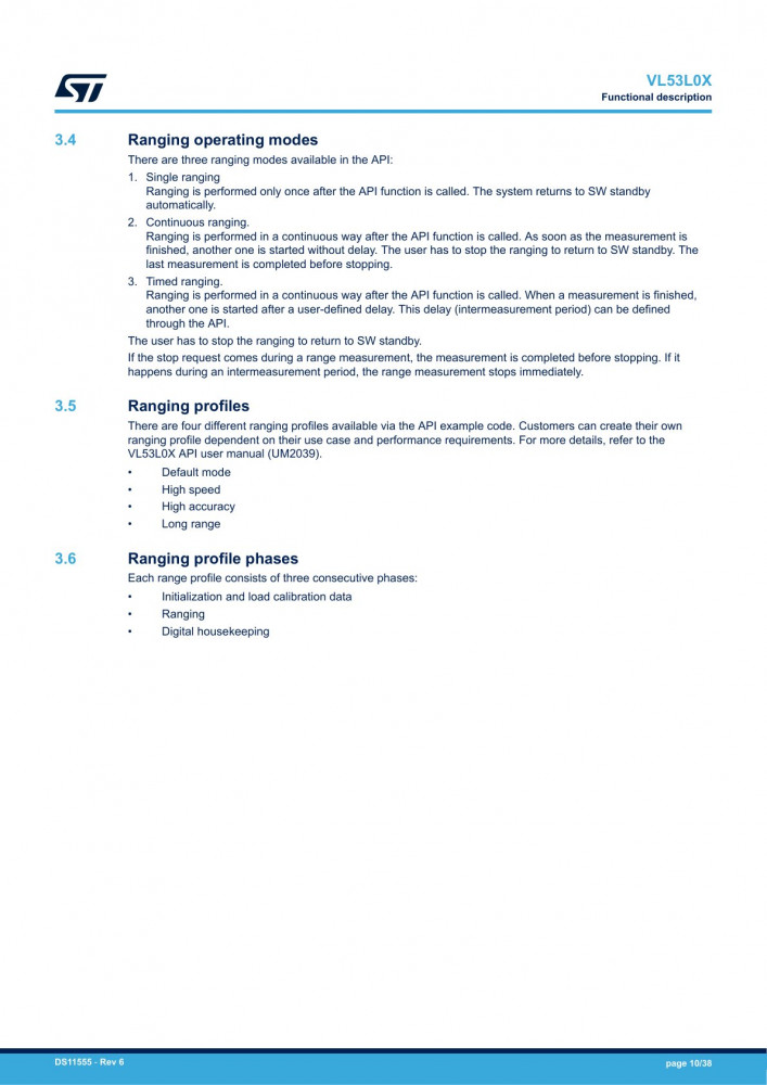 VL53L0X technical document page 10