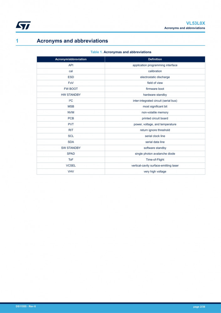 VL53L0X technical document page 2