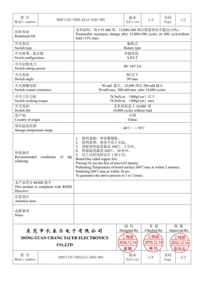 CTR R09711NS technical document page 2