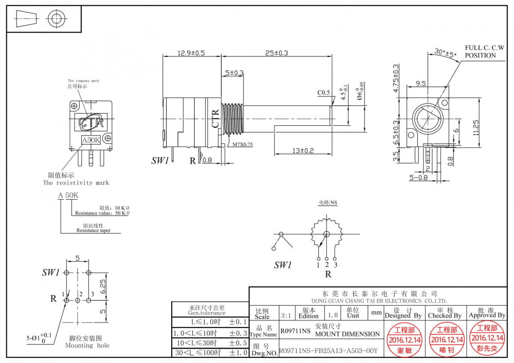 CTR R09711NS mounting drawing