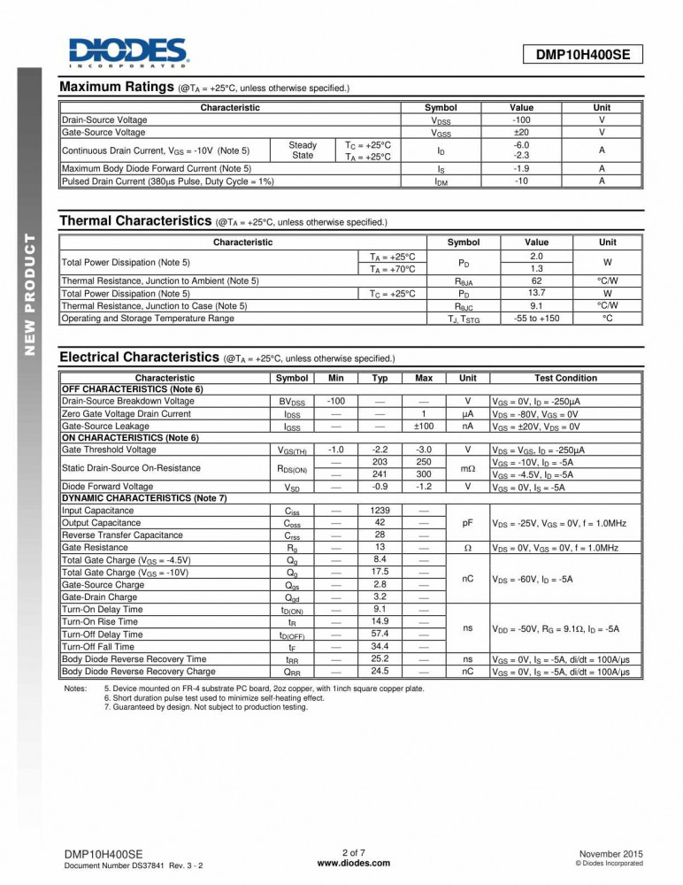 DMP10H400SE-13 datasheet page 2