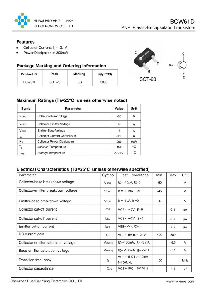 BCW61D-HXY datasheet page 1