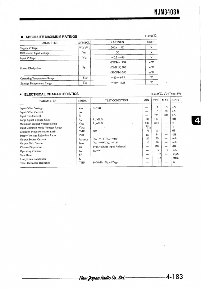 NJM3403AV-TE1 datasheet page 2