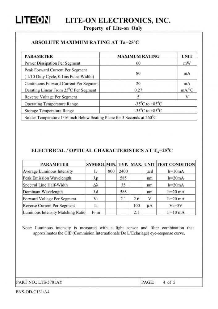 LTS-5701AY datasheet page 4