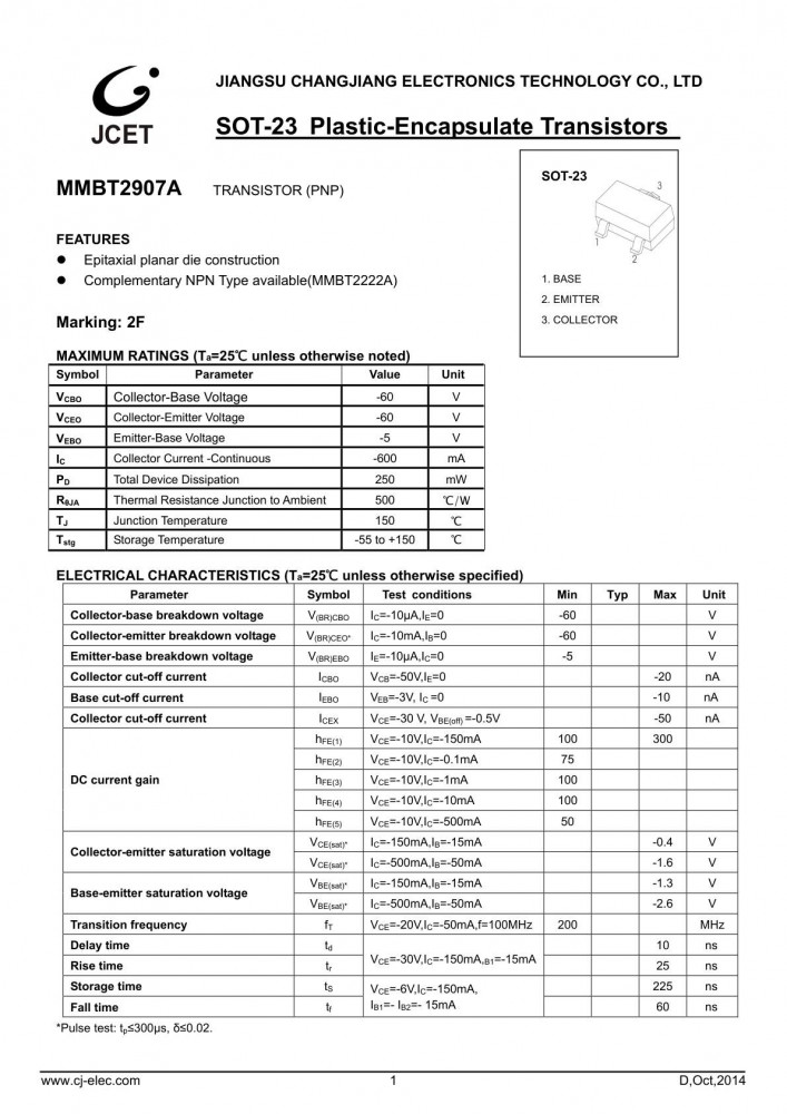 MMBT2907A datasheet page 1